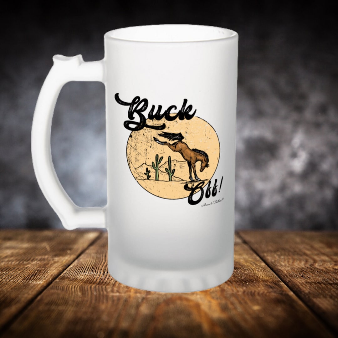 Frosted Mug With Buck off Horse Design - Country Western Beer Stein ...