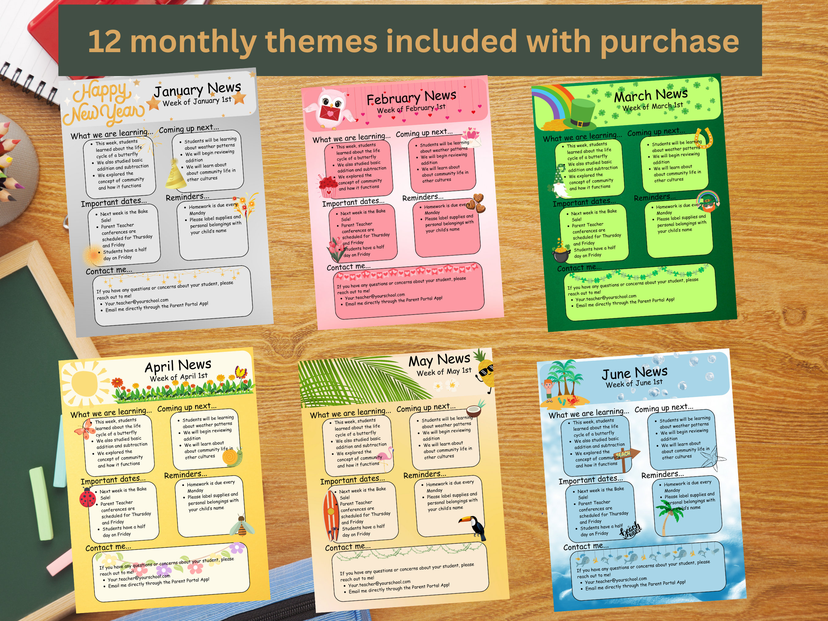 Editable Teacher Newsletter, Teacher Newsletter Template, Newsletter ...