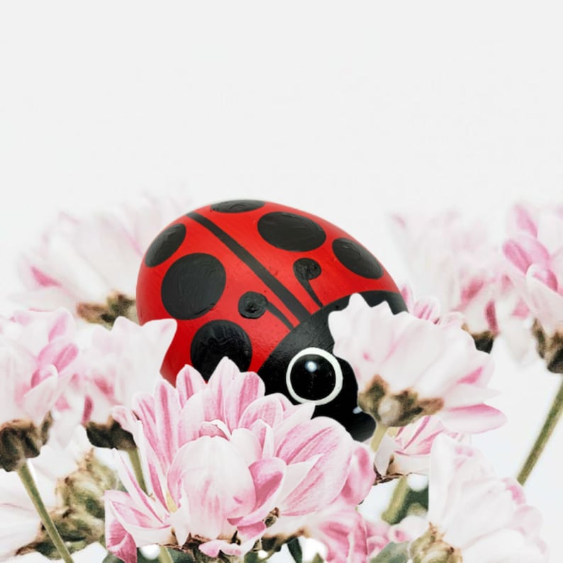 Ladybug Pebble Hand Painted Natural Stone and Handicrafts Garden ...