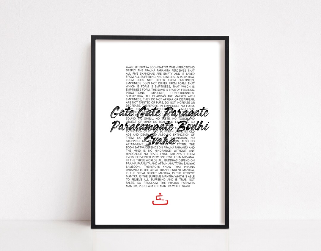 Printable Heart Sutra Wall Art, English Heart Sutra Poster, Buddhist ...