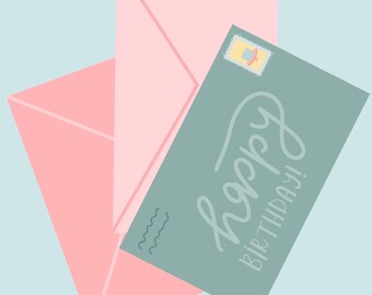 Hand Drawn Birthday Card. Happy Birthday Card. - Etsy