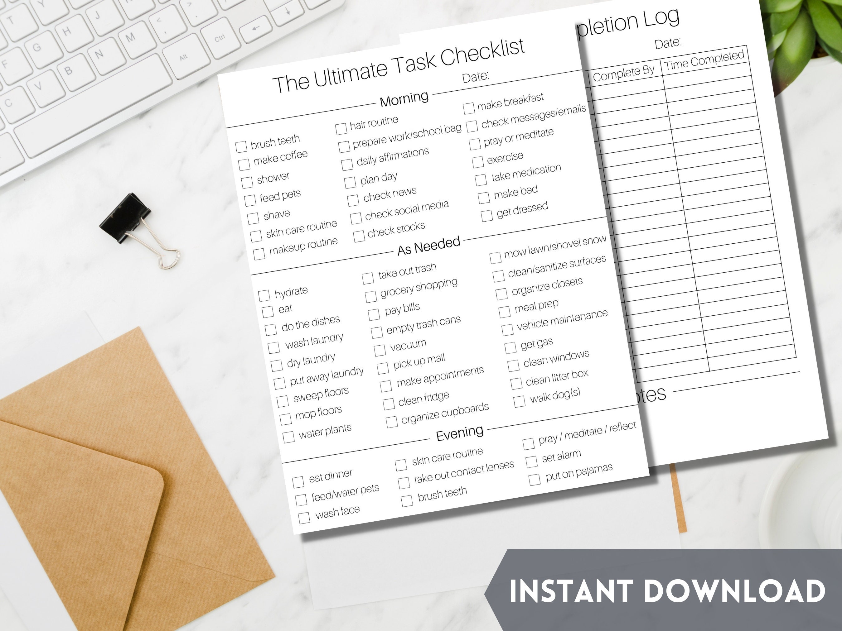 The Ultimate Task Checklist | Digital Download Daily Checklist Task ...