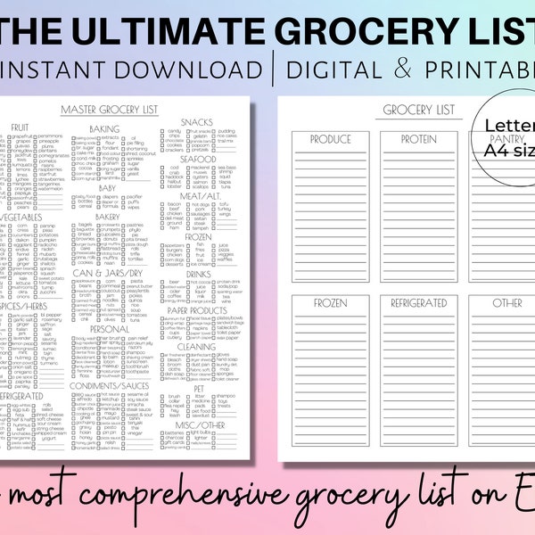 Master Grocery List - Etsy
