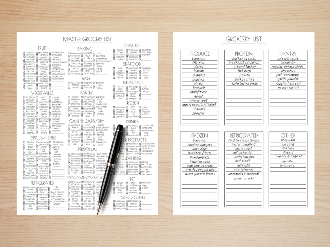 Printable Master Grocery List Master Shopping List Grocery - Etsy