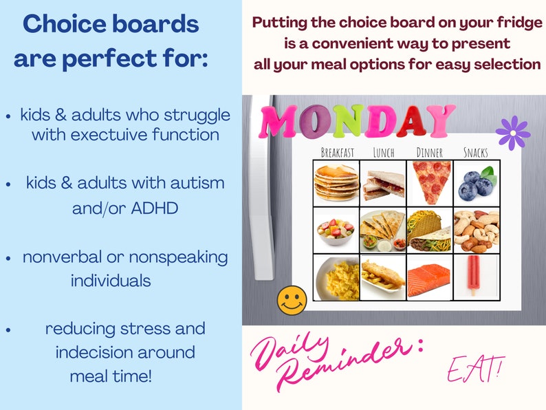 Food Choice Board & Visual Schedule Bundle Kids, Adults, Autism, ADHD ...