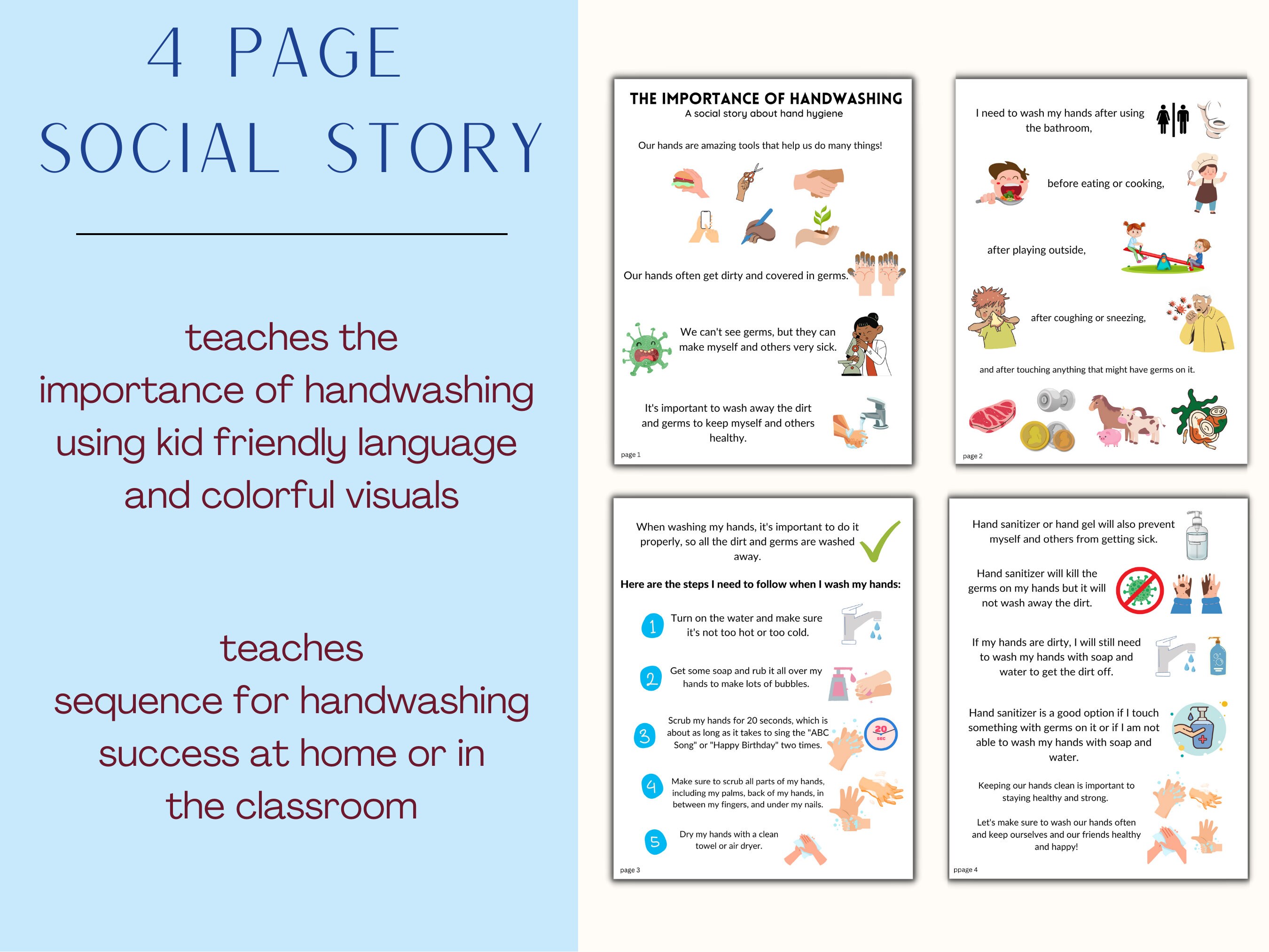 Learn Hand Washing | Social Story, Visual Schedule, Handwashing ...