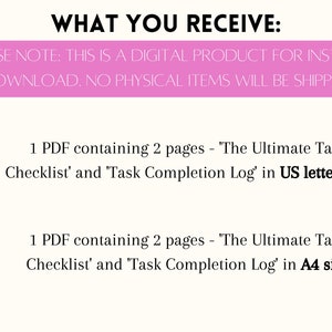 The Ultimate Task Checklist | Digital Download Daily Checklist Task ...