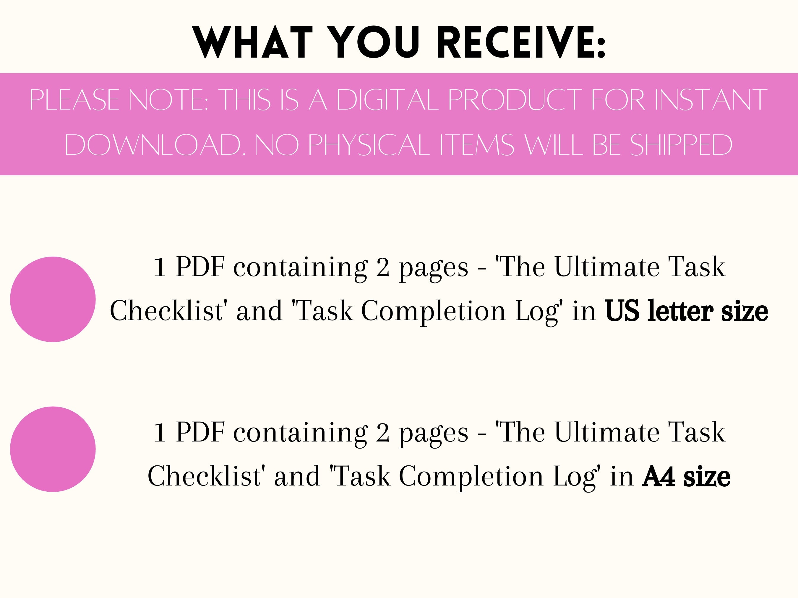 The Ultimate Task Checklist | Digital Download Daily Checklist Task ...