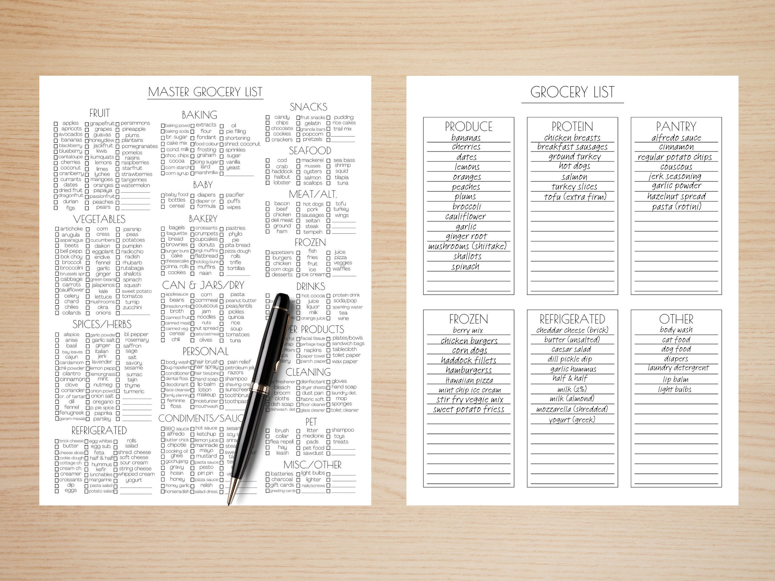 Master Grocery List, Meal Planner, Inventory Tracker, Weekly Meal ...