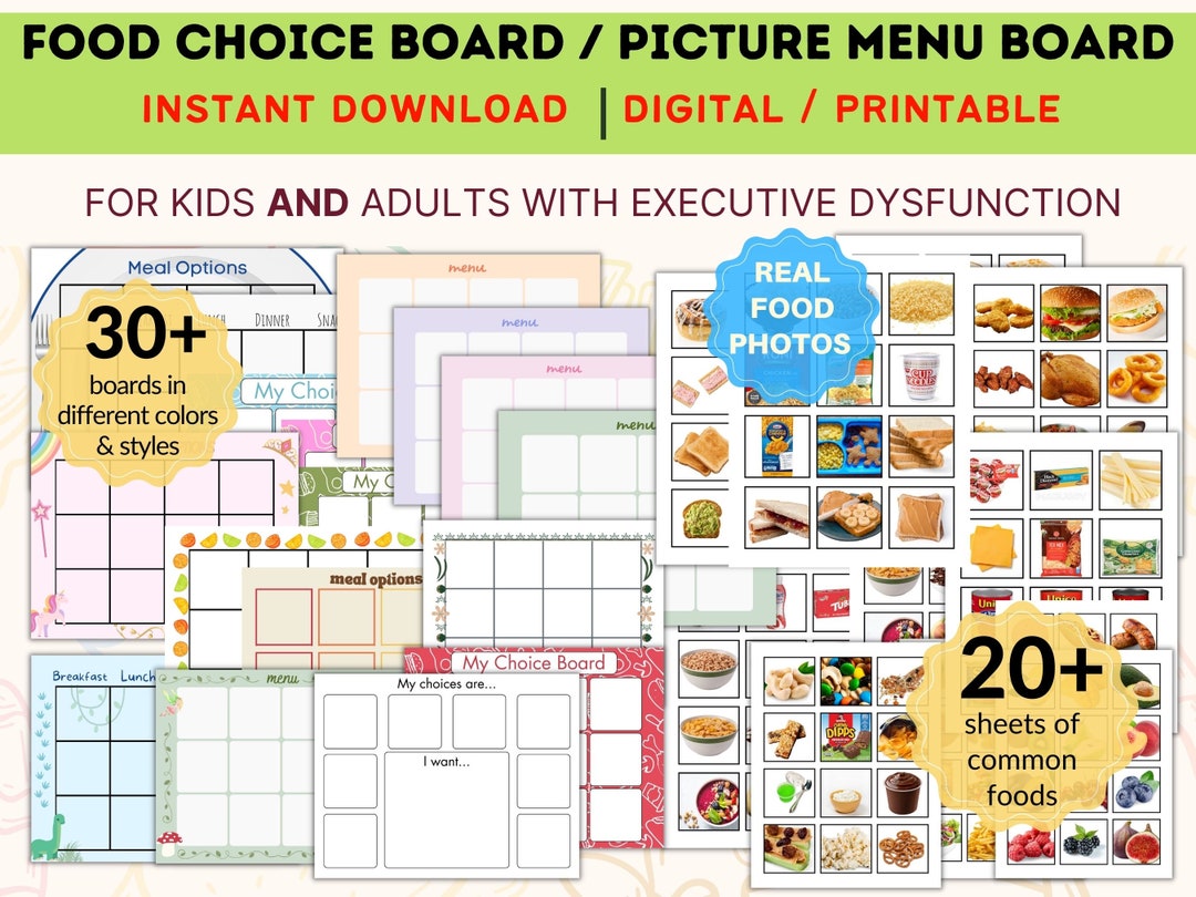 Food Choice Board, Menu Board, Visual Aid, Meal Planner, Digital ...