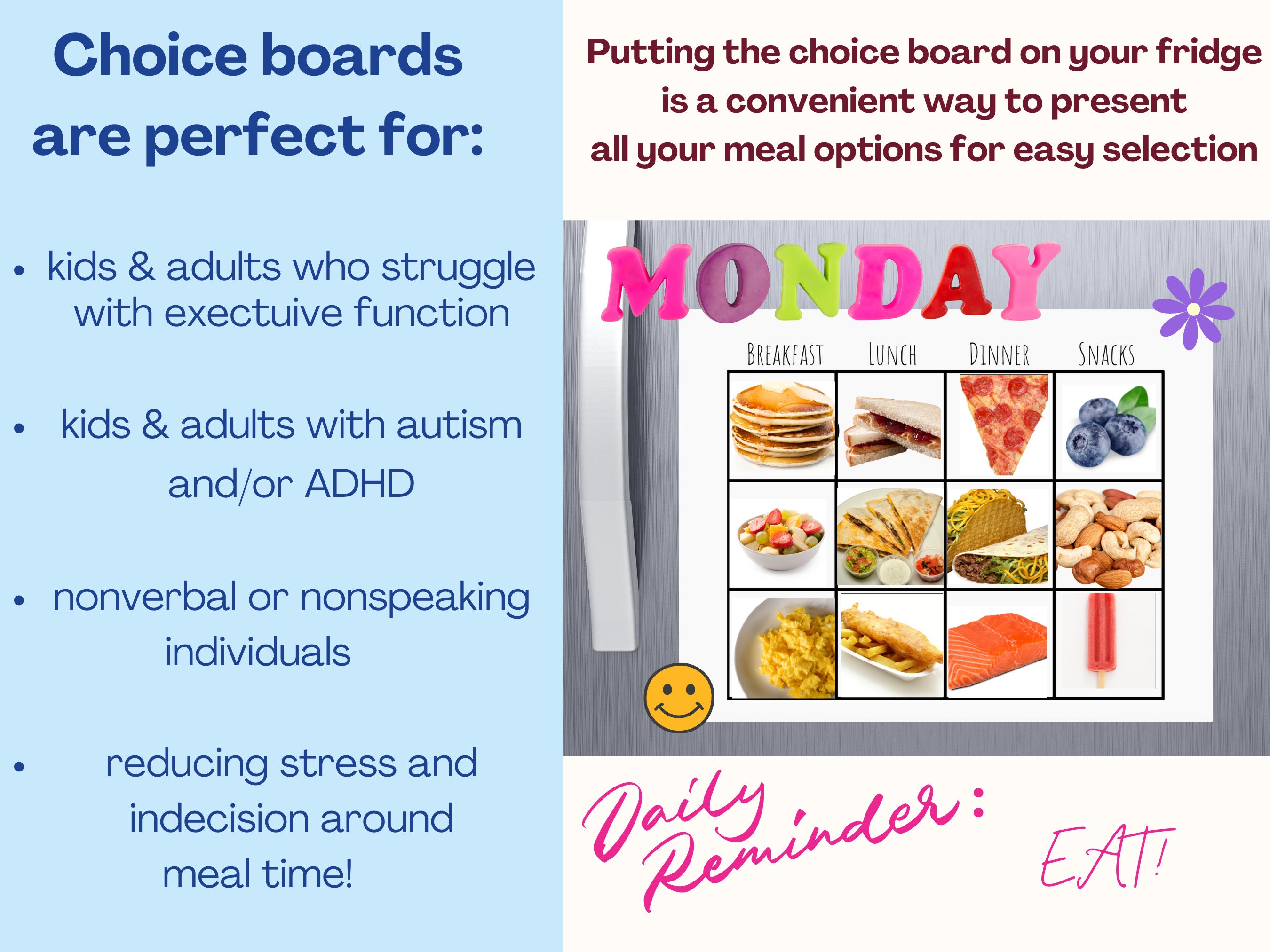 Food Choice Board PECS Menu Board Visual Aid Meal Planner - Etsy Canada