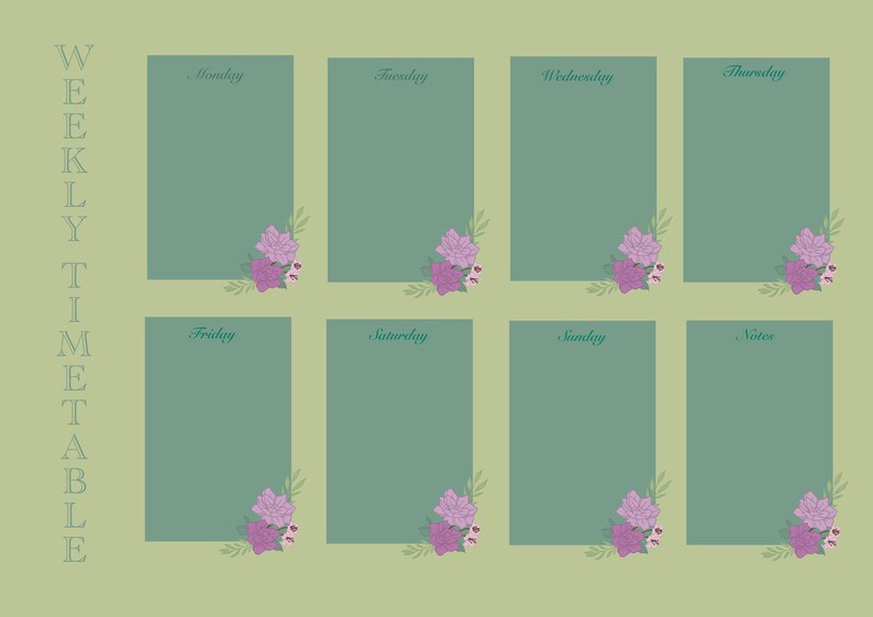 Weekly Timetable Outline Aesthetic Background Beautiful - Etsy