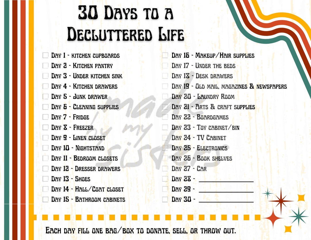 30 Days To A Decluttered Life Etsy
