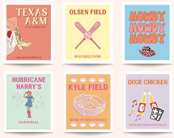 Texas A&M/TAMU Preppy Posters/college Station Digital Art 11 - Etsy