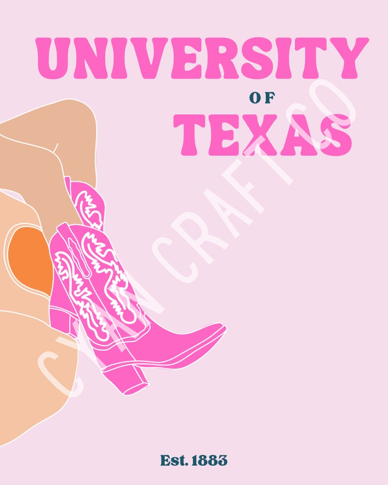 University of Texas Digital Prints, Retro Pink Orange, Cute Austin ...