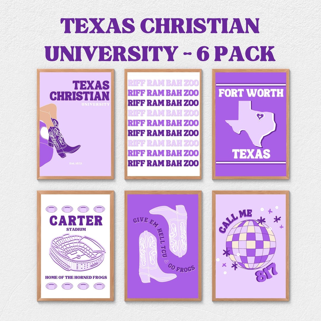 Texas Christian University Digital Prints, Cute Fort Worth Dallas ...