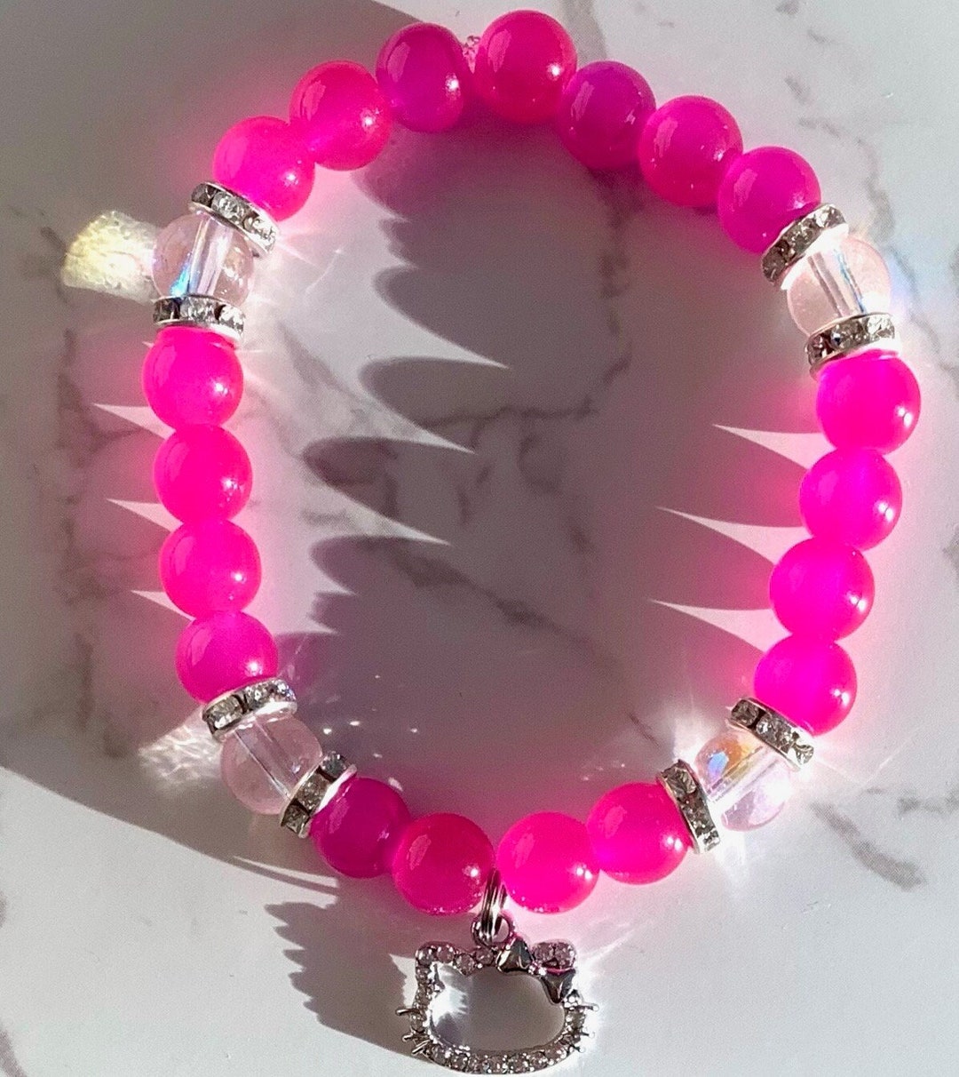 Hello Kitty Beaded Bracelet Beaded Bracelets Light Pink Beaded ...