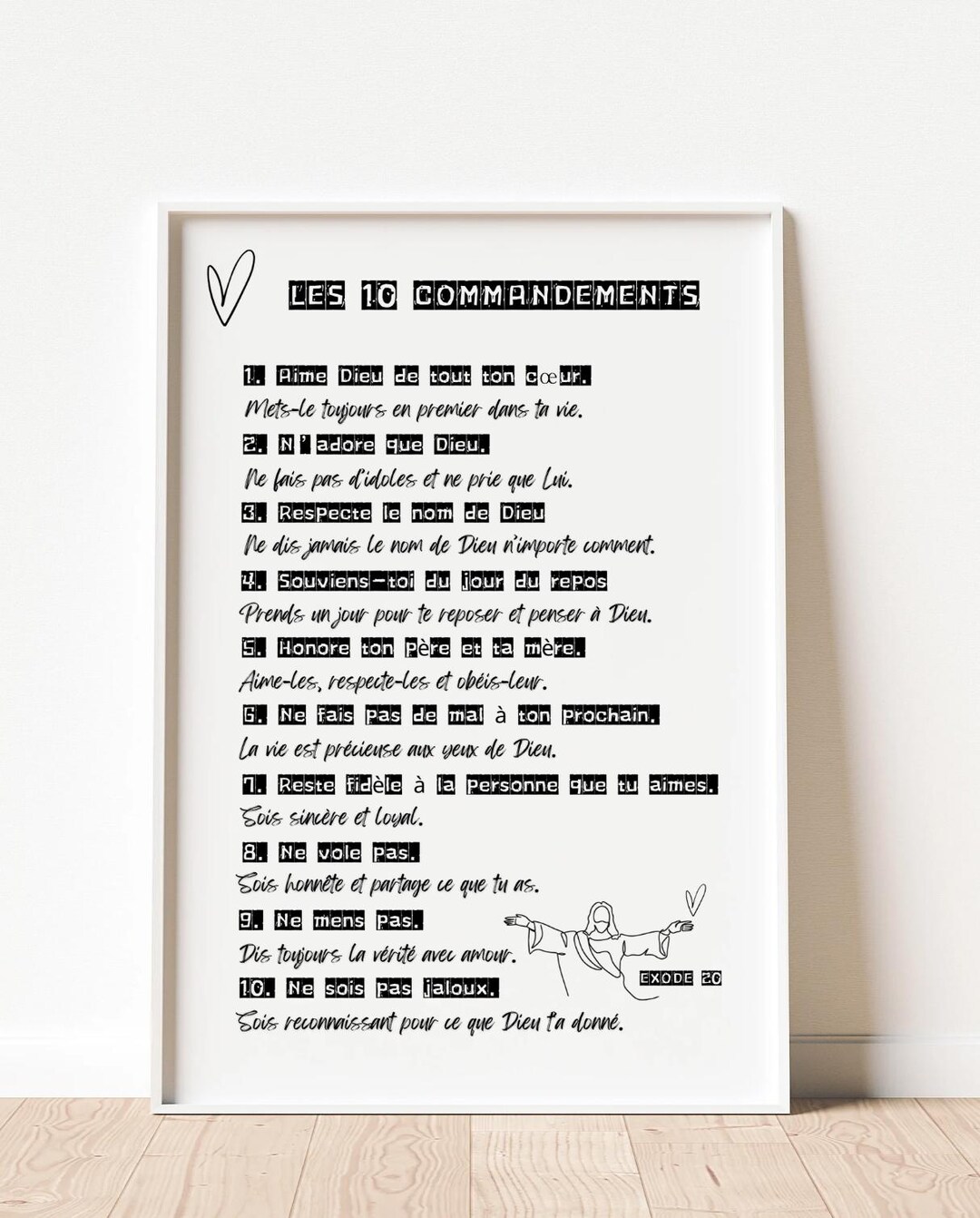 Bible Verse Poster in French, 10 Commandments, Exodus 20, Bible Quote ...