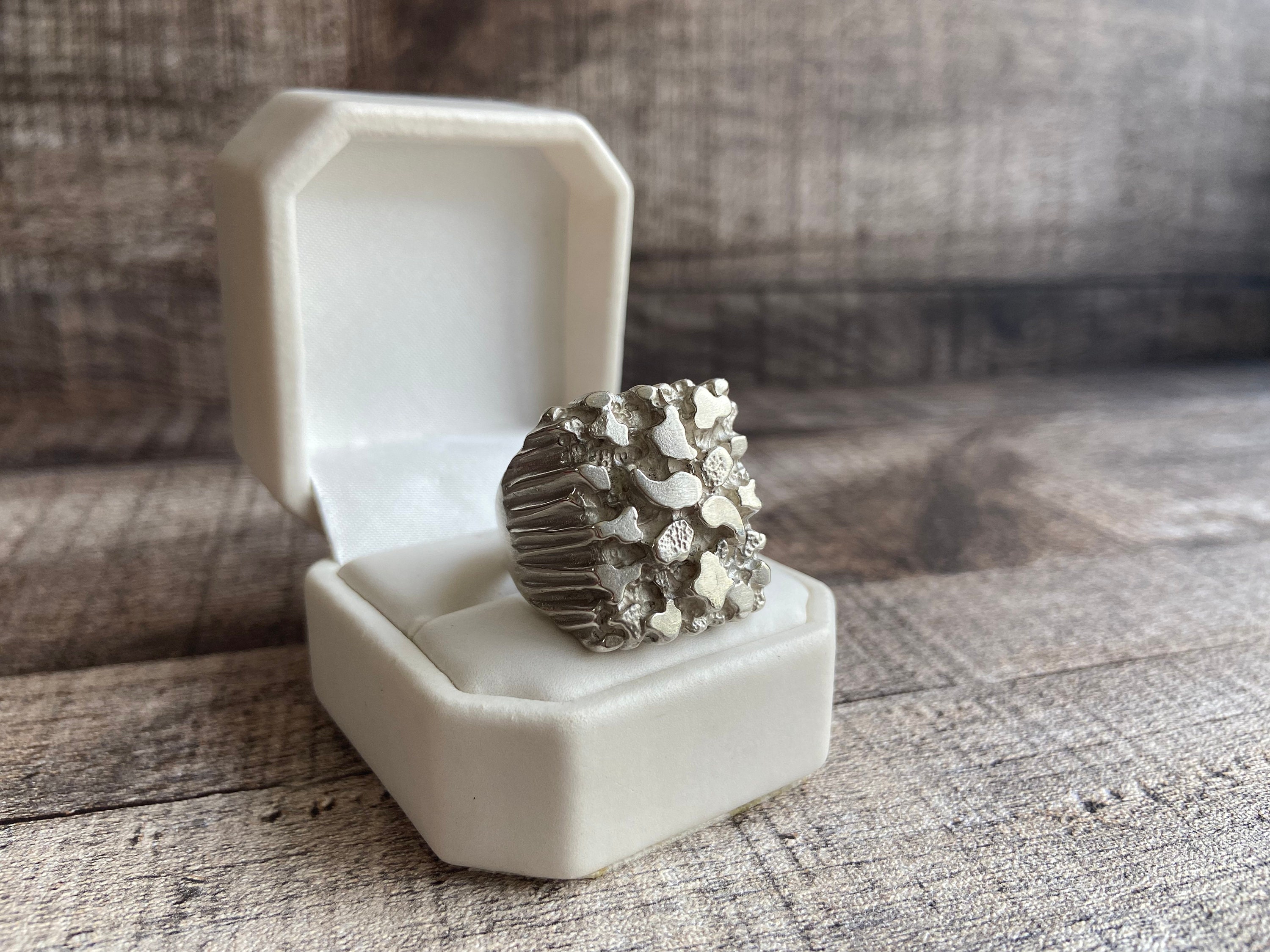 Men's Large Silver Nugget Ring - Etsy
