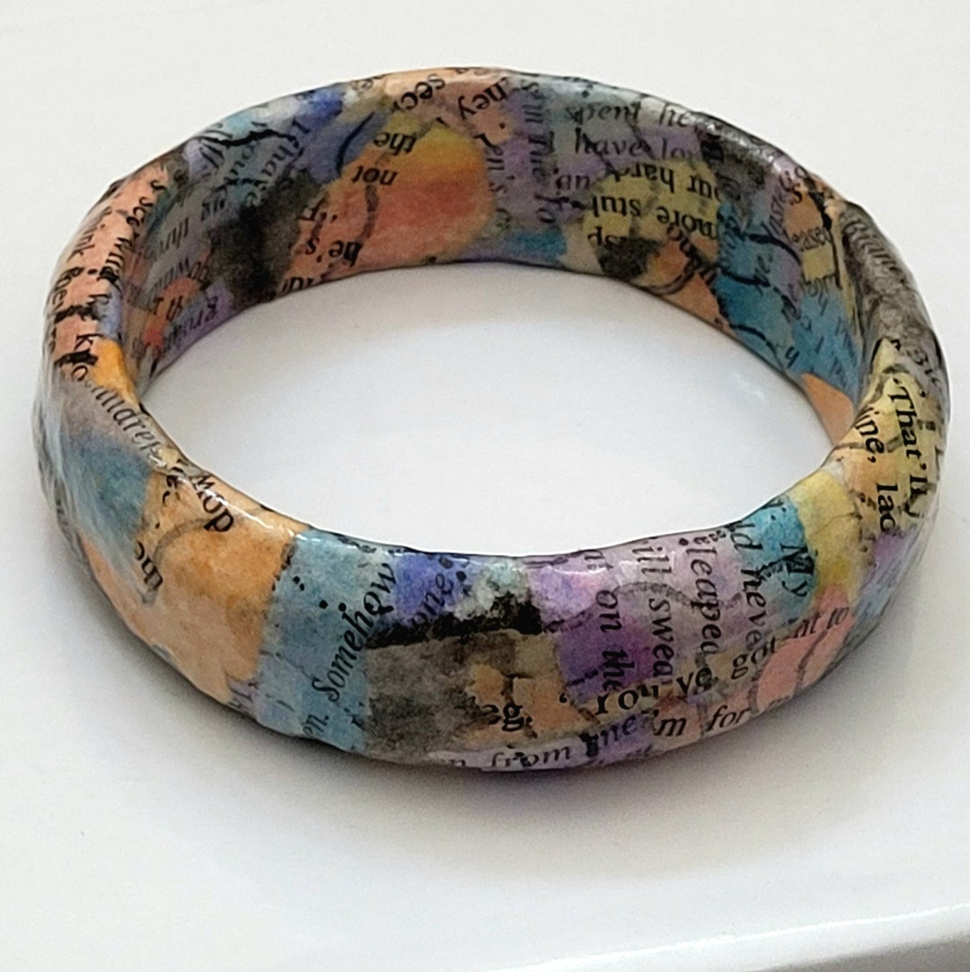 Paper Bangle/hand Painted Bracelet/chunky Bracelet - Etsy