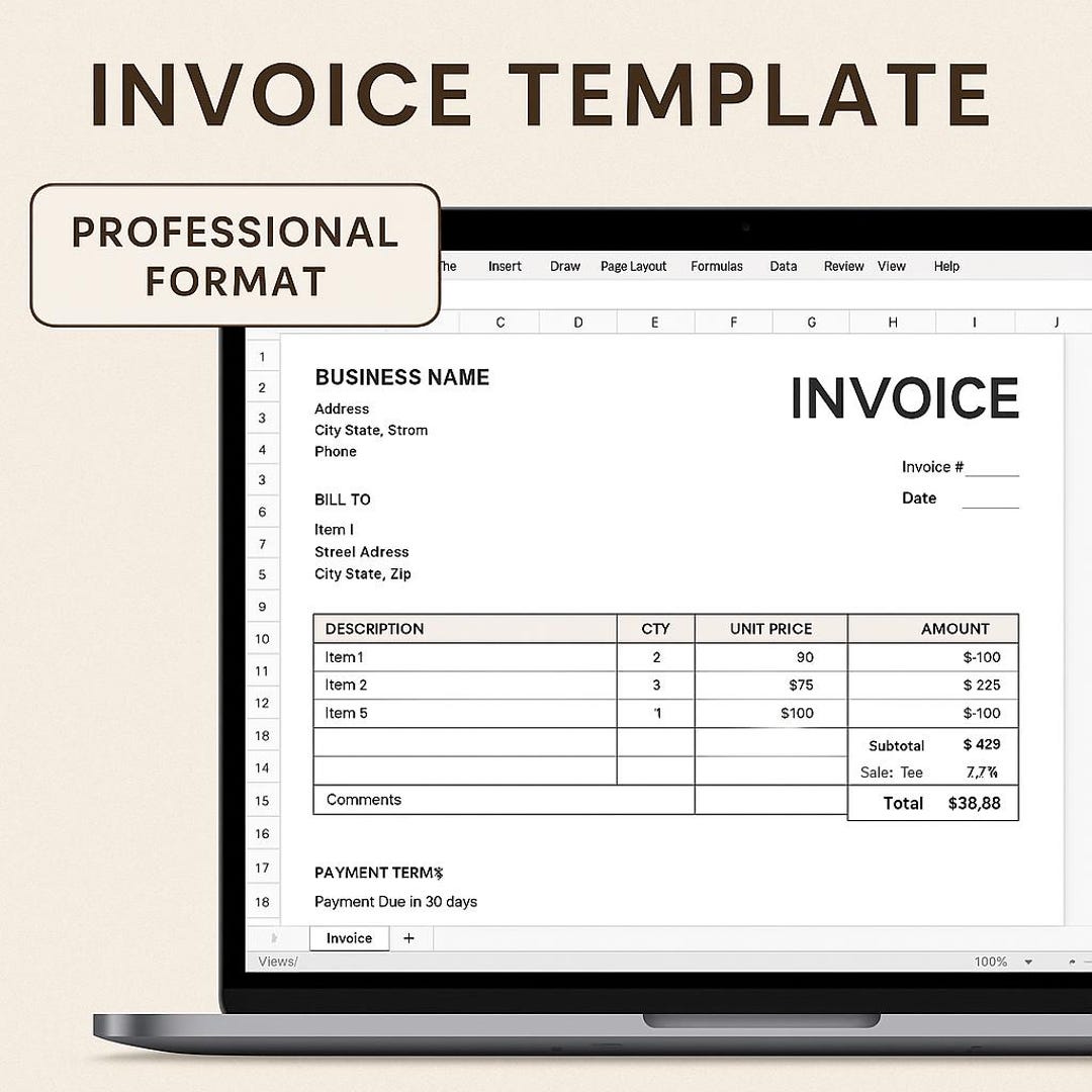 Invoice Generator Spreadsheet | Excel Business Template With Automatic ...