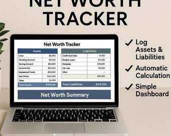 Net Worth Tracker Spreadsheet | Excel Assets Vs Liabilities Calculator ...
