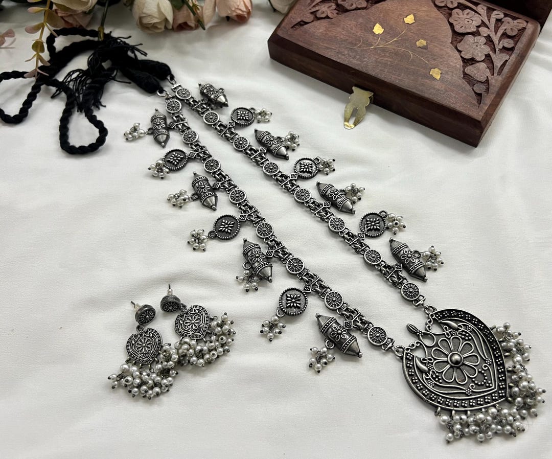 Antique Unique Design Tabij Long Necklace Set, Navratri Jewellery, Boho ...