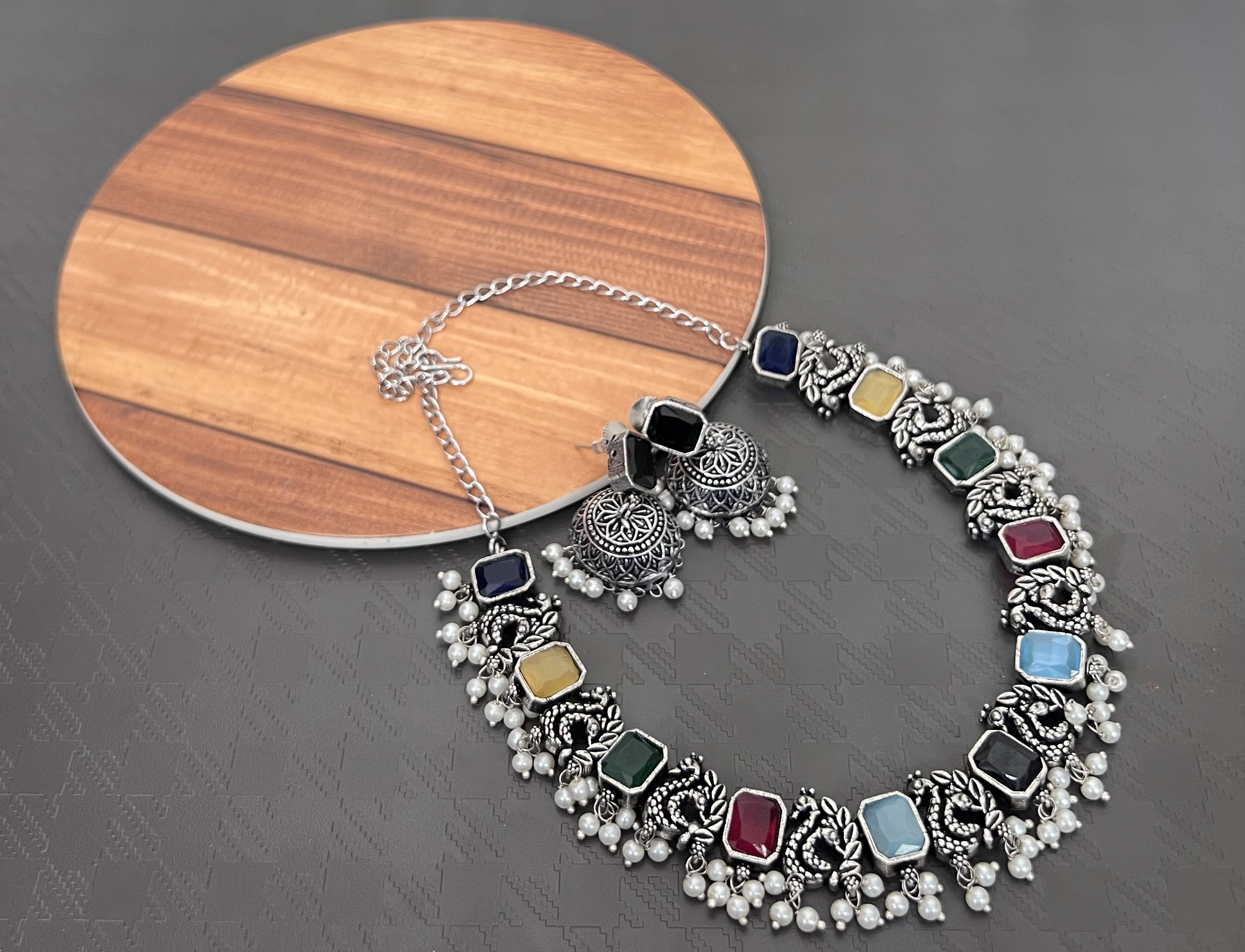 Buy Designer Oxidized Choker Earrings Different Colour Oxidized ...
