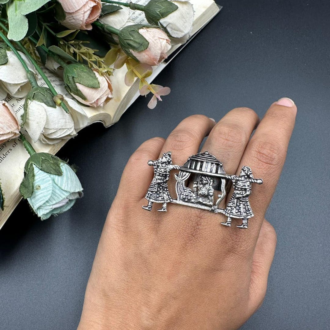 Oxidized Silver Indian Wedding Doli Ring| Traditional Palanquin Scene ...