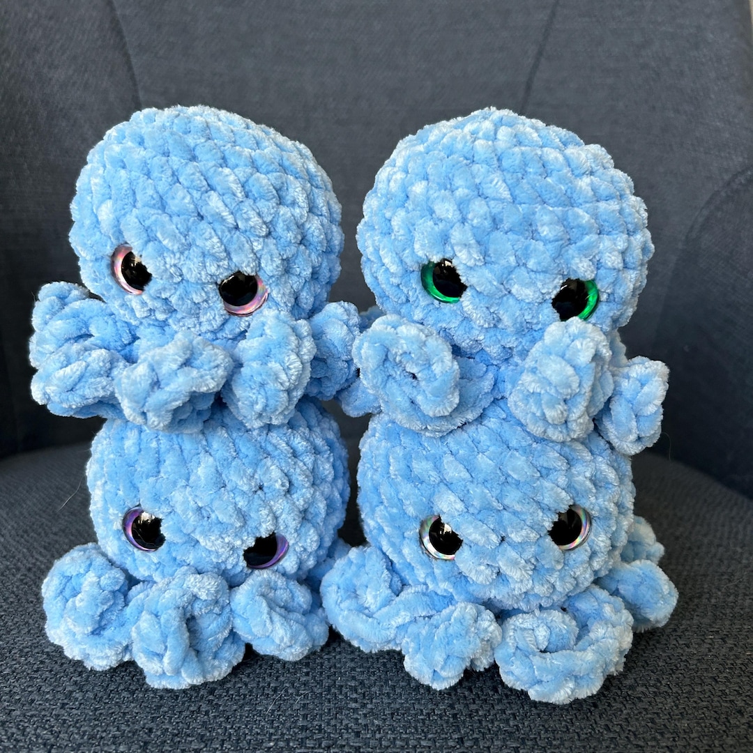 Fuzzy Octopus Plushie Stress Ball- Blue- Hand Crocheted! - Etsy