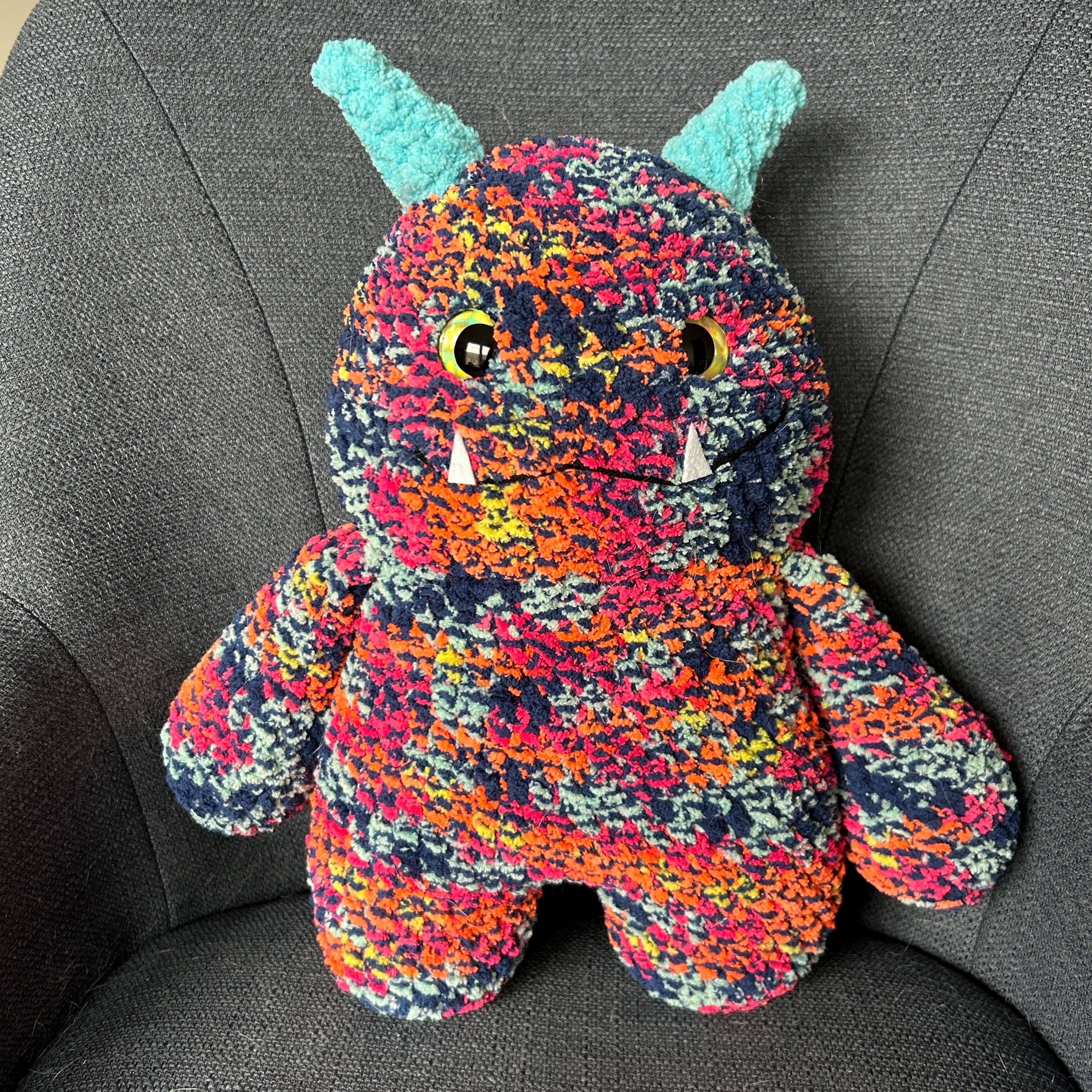 Snuggly Large Monster Plushie Neon Hand Crocheted - Etsy