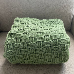 The Riley Blanket Basketweave Crochet Blanket Sage Green - Etsy