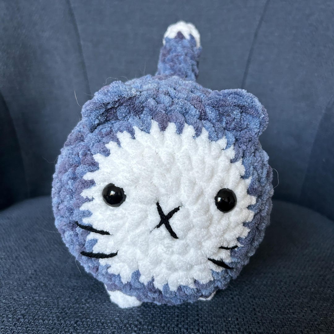 Fuzzy Loaf Cat Plushie Blue and White Hand Crocheted - Etsy