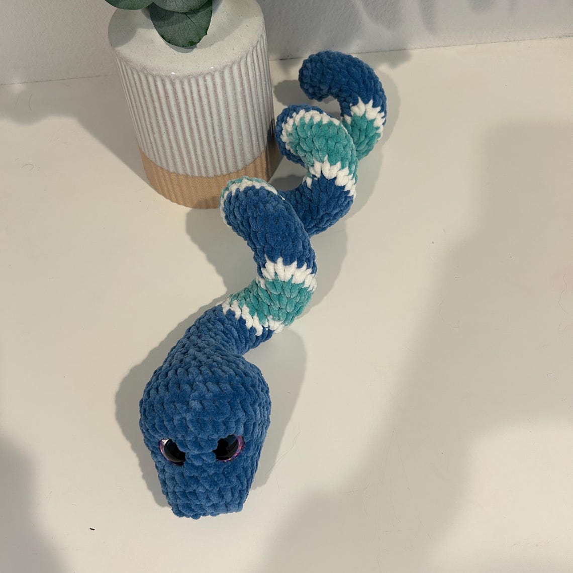 Fidget Fuzzy Snake Plushie- Fruit Collection (kiwi)- Hand Crocheted ...