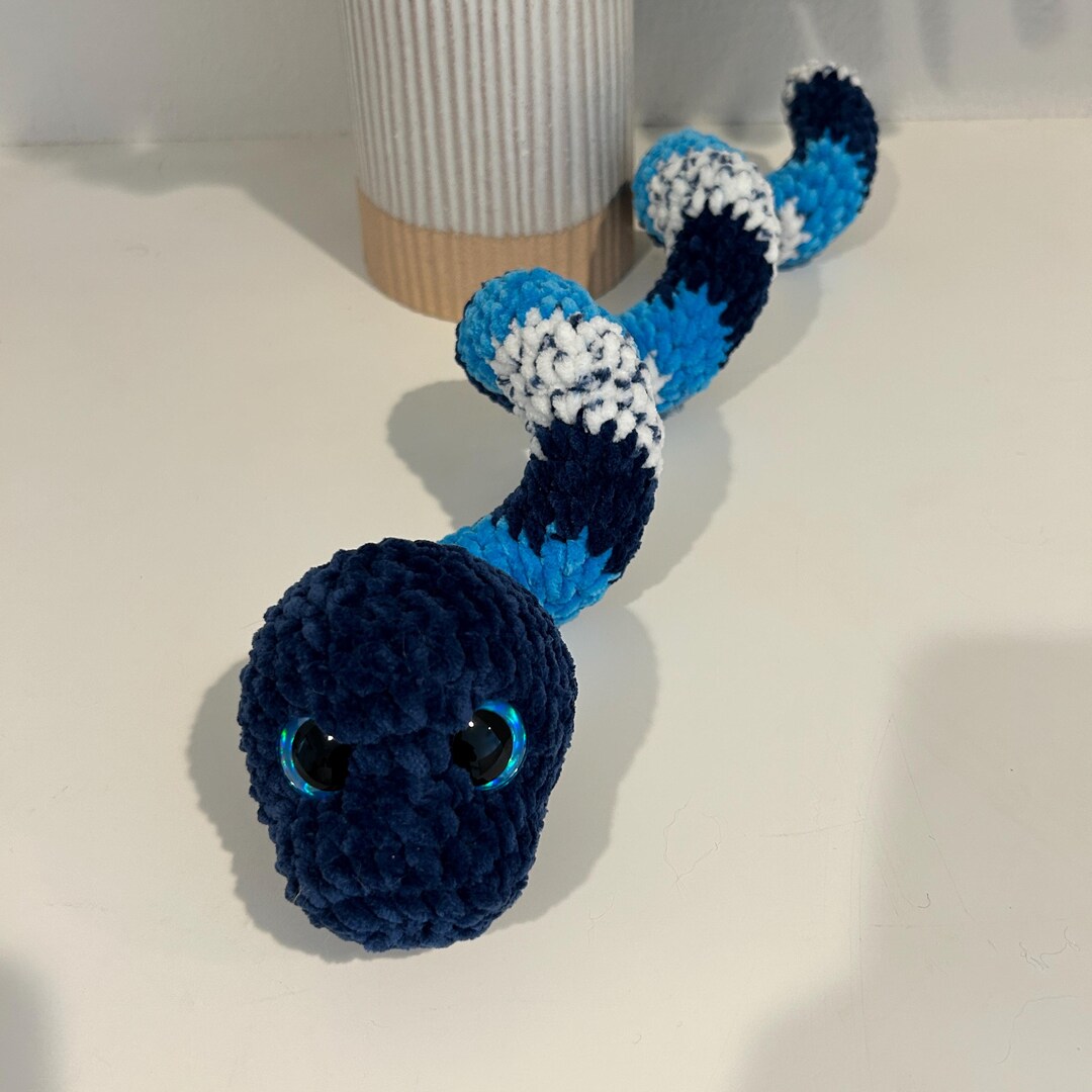 Fidget Fuzzy Snake Plushie- Fruit Collection (blueberry)- Hand ...