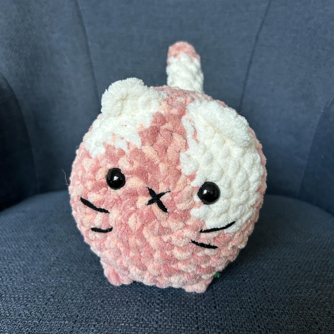 Fuzzy Loaf Cat Plushie Rose/ivory Hand Crocheted - Etsy