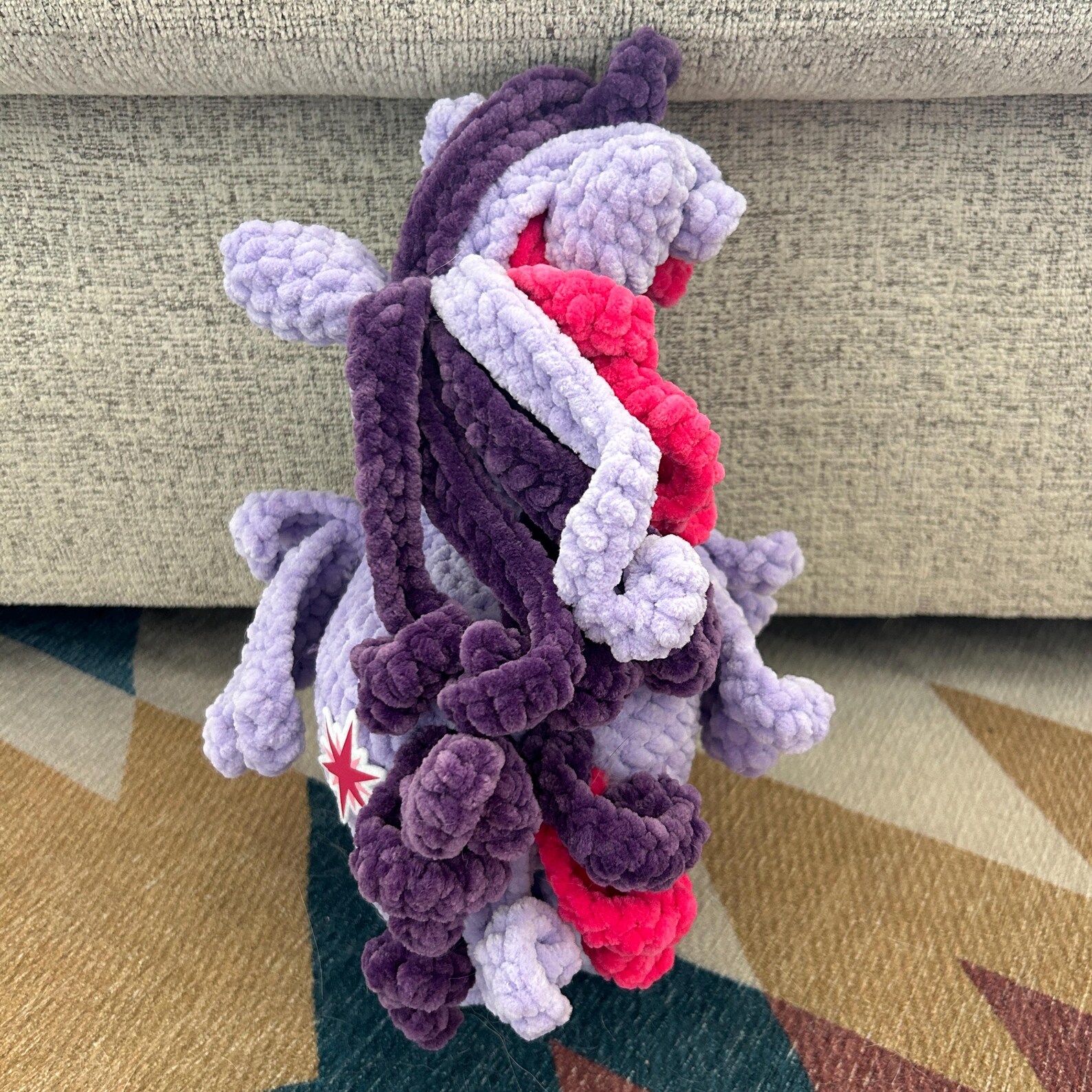 Snuggly Cartoon Pony Plushie- Light Purple and Dark Purple and Pink ...