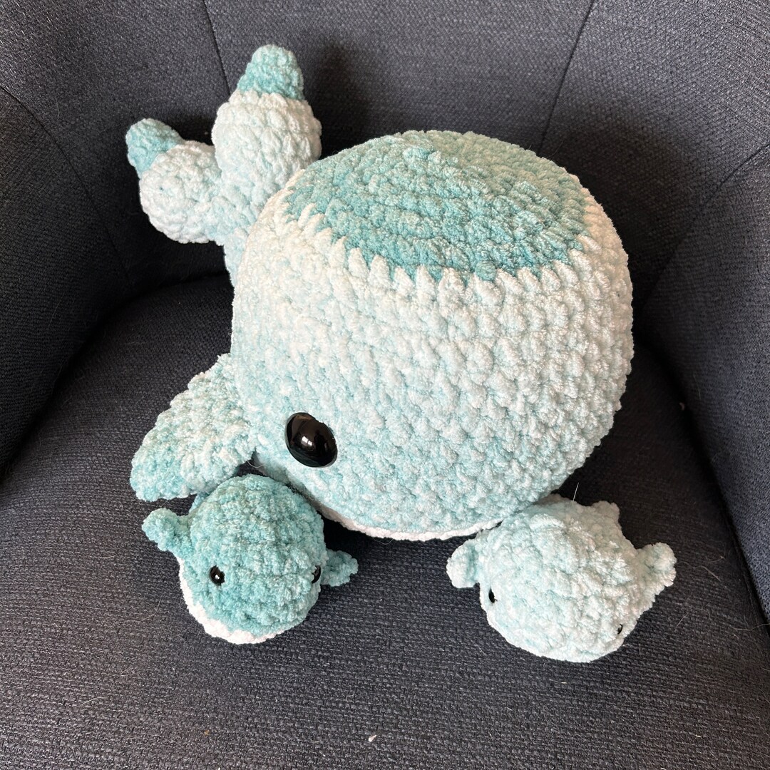 Snuggly Big Momma Whale With Babies Striped Teal Body and - Etsy