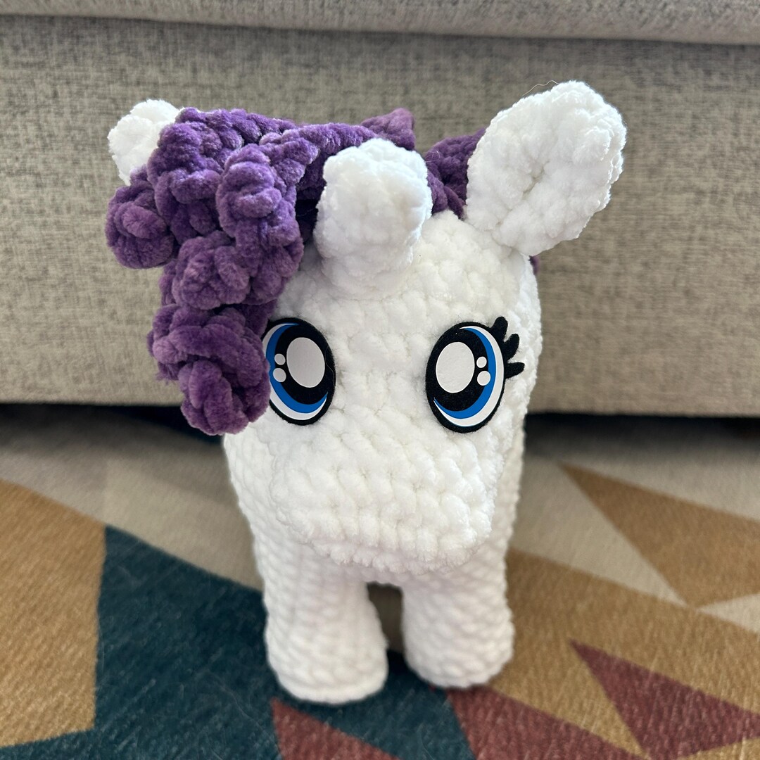 Snuggly Cartoon Pony Plushie- White and Purple- Hand Crocheted! - Etsy