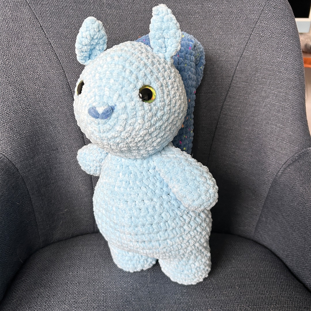 Snuggly Squirrel Plushie Blue and Speckled Blue Colors Hand Crocheted ...