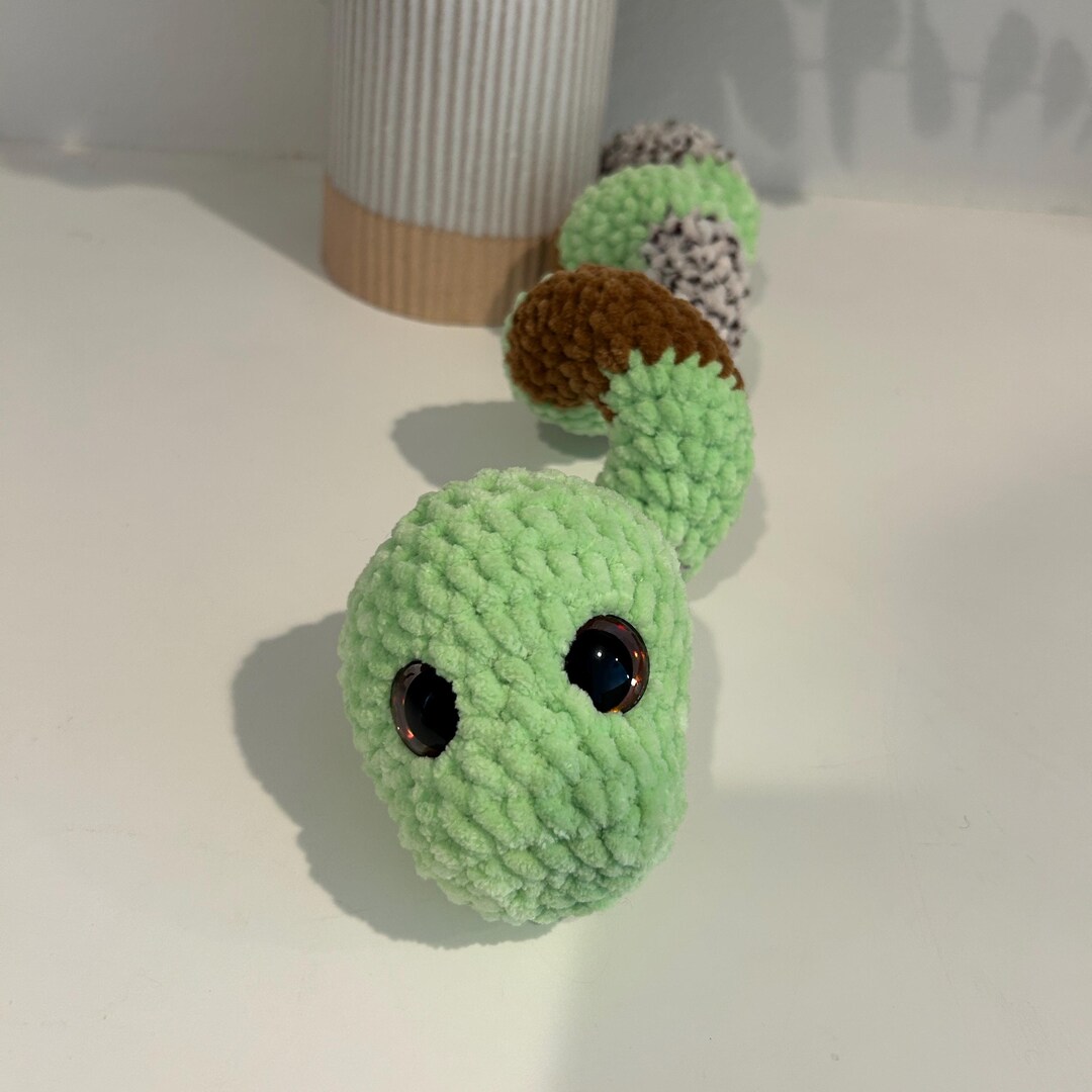 Fidget Fuzzy Snake Plushie- Fruit Collection (kiwi)- Hand Crocheted ...