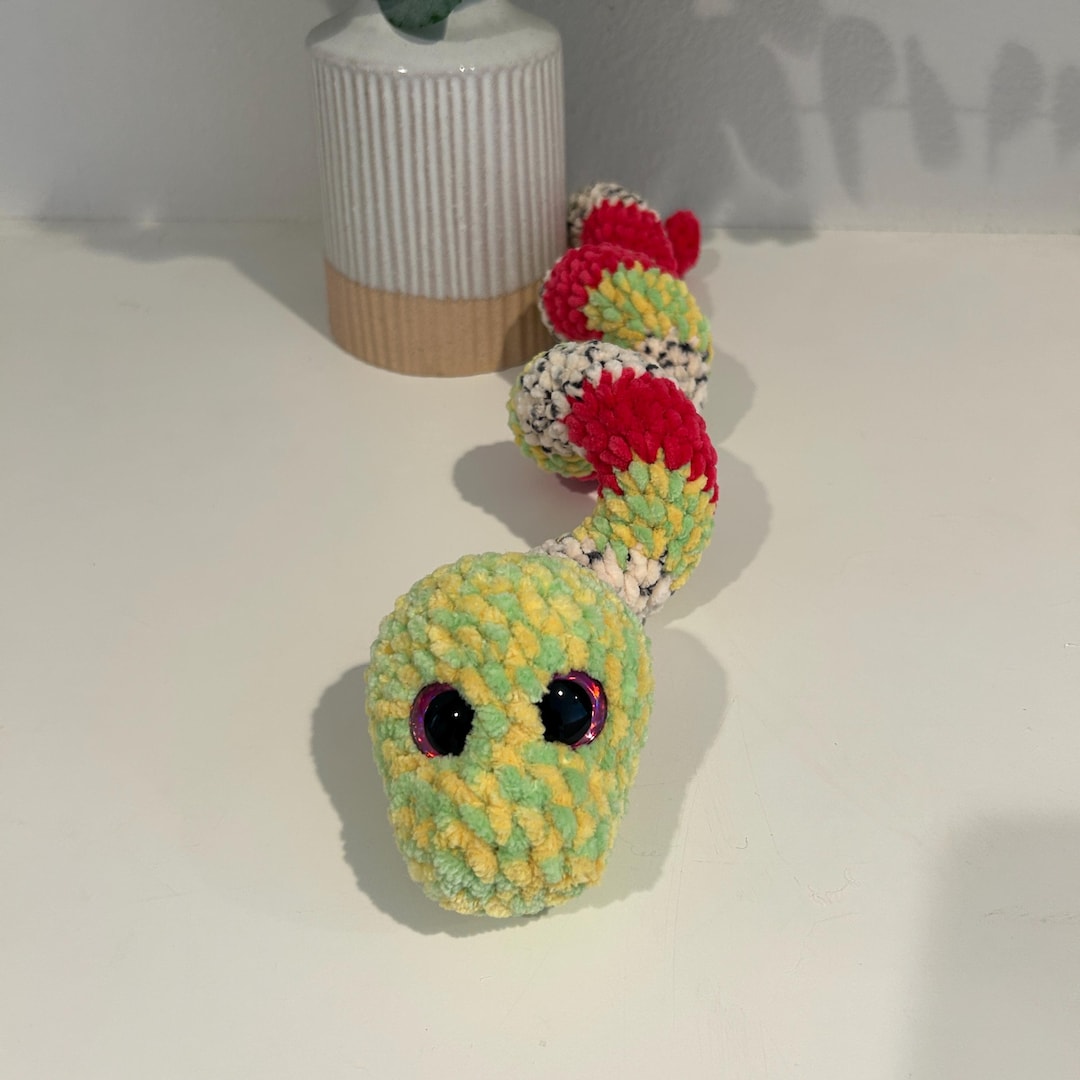 Fidget Fuzzy Snake Plushie- Fruit Collection (dragonfruit)- Hand ...