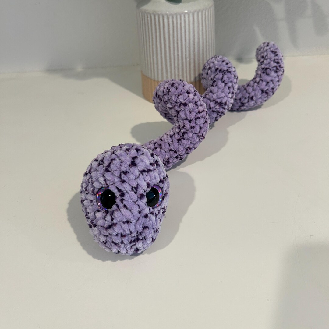 Fidget Fuzzy Snake Plushie- Fruit Collection (grape)- Hand Crocheted ...