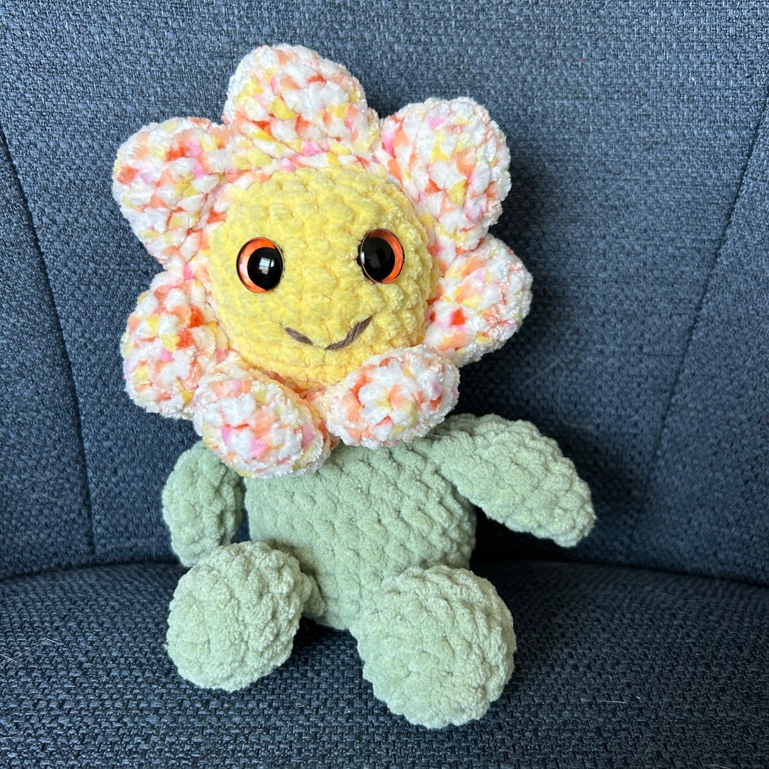 Snuggly Little Flower Buddy Plushie- Orange, Yellow and Green- Hand ...