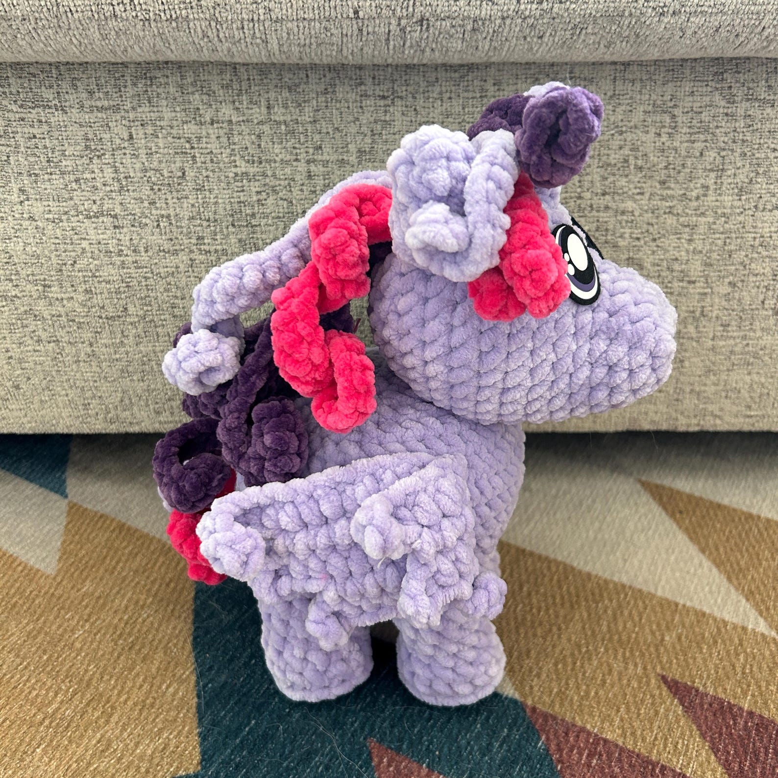 Snuggly Cartoon Pony Plushie- Light Purple and Dark Purple and Pink ...