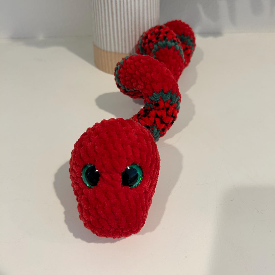 Fidget Fuzzy Snake Plushie- Fruit Collection (watermelon)- Hand ...