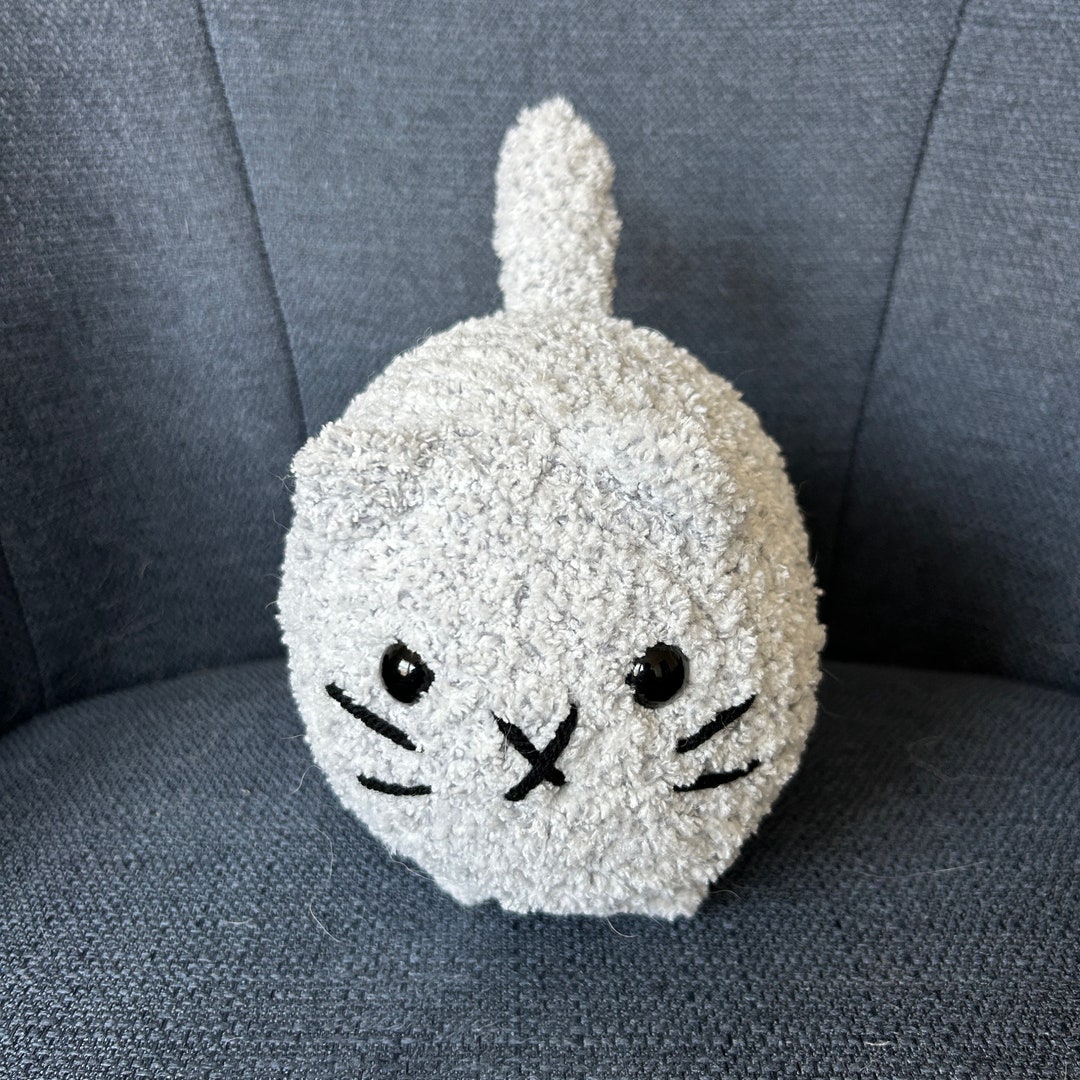 Fuzzy Loaf Cat Plushie Gray/white Hand Crocheted - Etsy