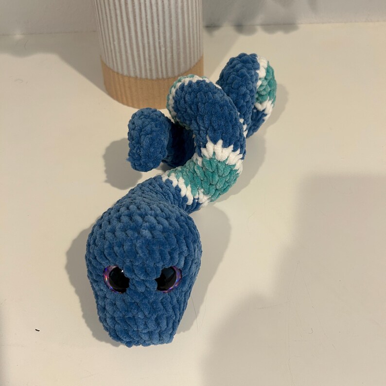 Fidget Fuzzy Snake Plushie- Fruit Collection (kiwi)- Hand Crocheted ...