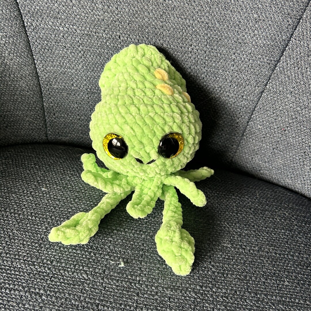 Snuggly Squid Plushie Lime Green and Yellow Colors Hand Crocheted - Etsy