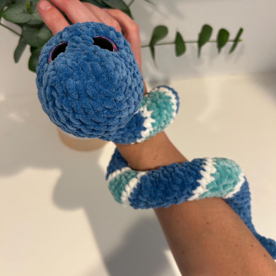 Fidget Fuzzy Snake Plushie- Fruit Collection (kiwi)- Hand Crocheted ...